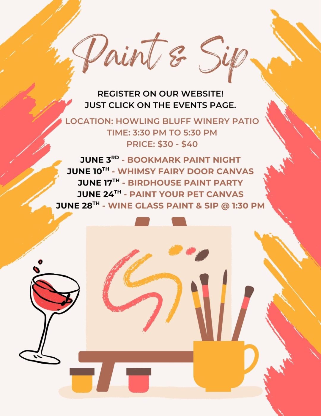 Paint & Sip: Design your own Wine Glass at Howling Bluff Winery - Visit ...